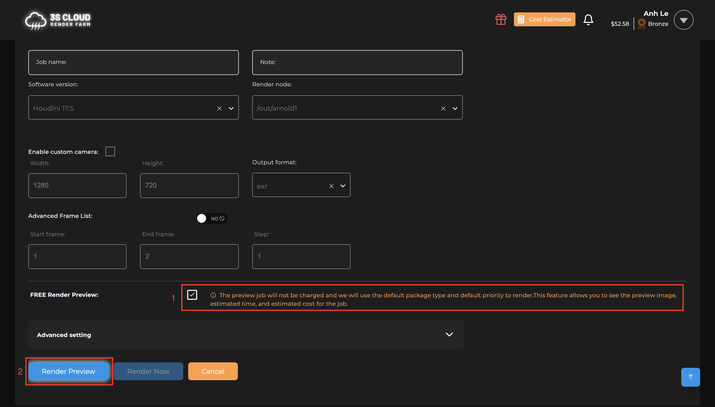 Free Preview Render | 3S Cloud Render Farm's Features